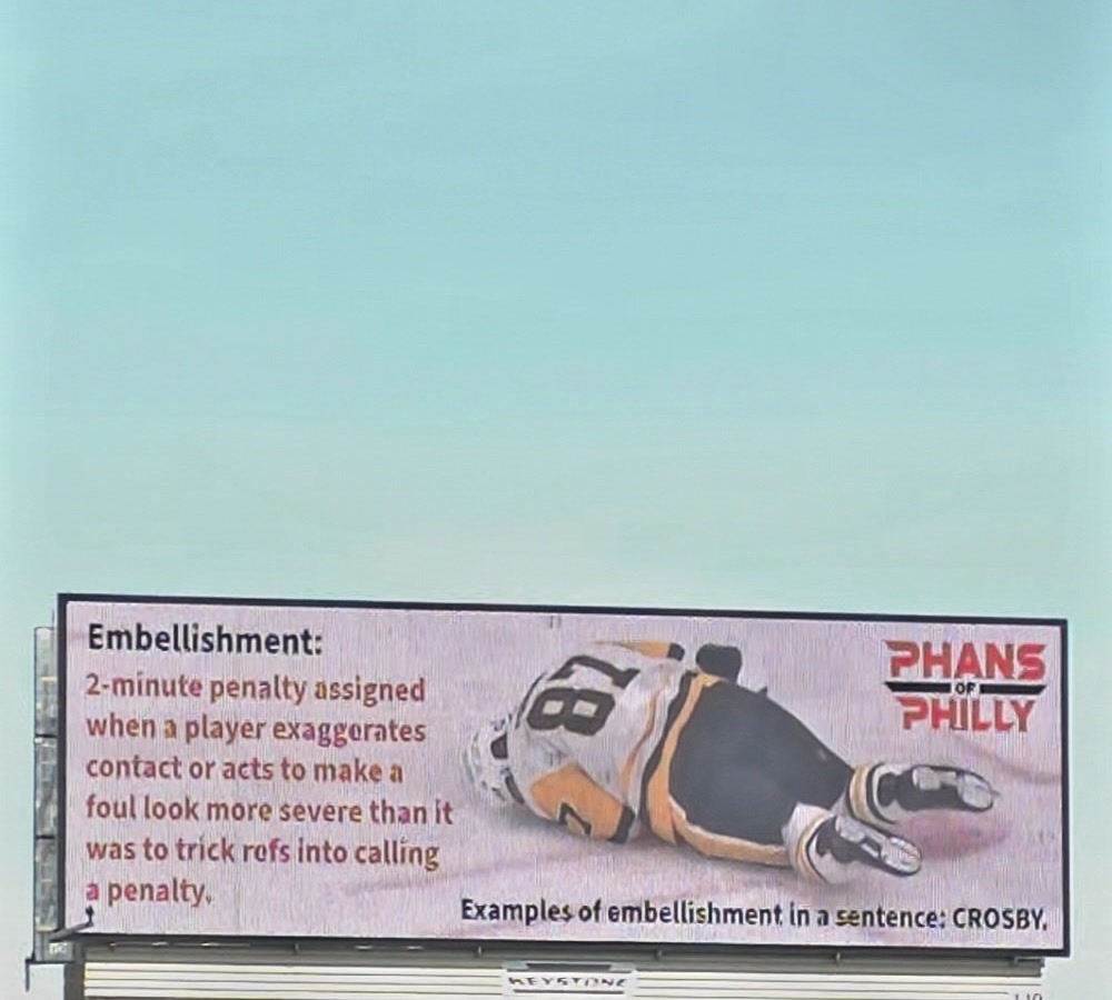 Flyers Fans Put Up I-95 Billboard Trolling Sidney Crosby - Gino Hard